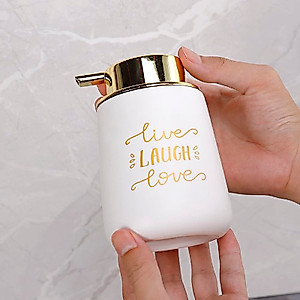 White Foam Hand Soap Dispenser - 11 oz Bathroom Lotion Hand Pump Dispenser foaming soap Dispenser Ceramic Dish Liquid Dispenser for Kitchen Hand Wash Dispenser (White)