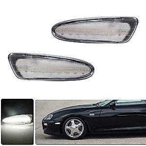 KENRTIR Clear Lens White LED Lamp Compatible with 1997 1998 Toyota SUPRA MK.4 & 2000-2005 Toyota Celica Front Corner Fender Side Marker Light