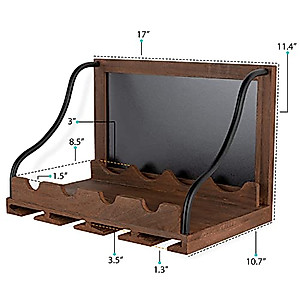 brightmaison BGT Colmar Wall Wine Rack, Wine Glass Holder & Bottle Rack with Chalk Board Sign, 4 Bottles Wine Storage, Rustic Wall Décor, Wood Walnut