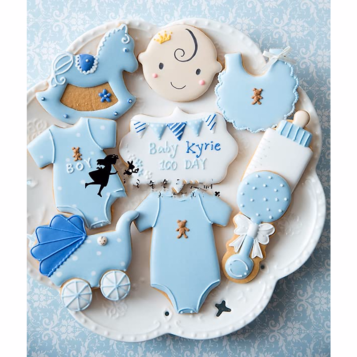 Baby Shower Cookie Cutters,Cute Shapes of Onesie, Bib, Plaque/Frame,Baby Bottle, Baby Carriage for Baby Showers, Reveal Parties with Receipe Book