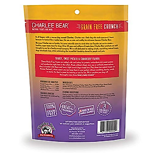 Charlee Bear Grain Free Crunch Dog Treats, Turkey, Sweet Potato & Cranberry Flavor, 8 oz