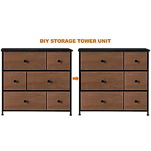 REAHOME 6 Drawer Dresser for Bedroom Chest of Drawers Closets Storage Units Organizer Tower Steel Frame Wooden Top Living Room Entryway Office (Espresso)