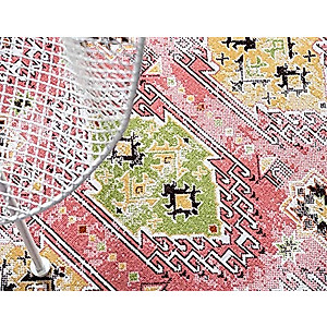 Unique Loom Aarhus Collection Geometric Border Rug_AAR004, 6 x 9 Feet, Rose/Ivory