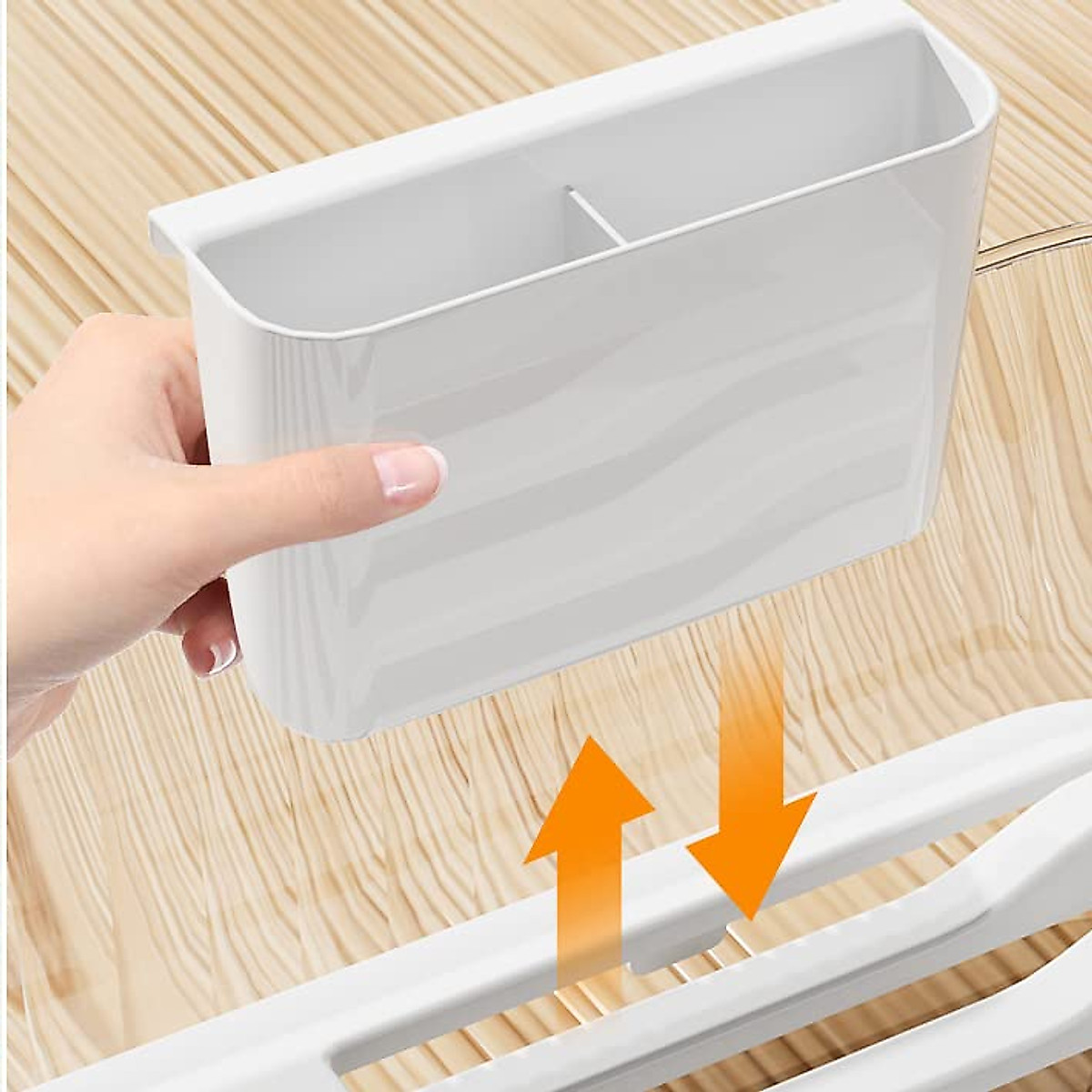 ZYFAB Dish Drying Rack, Kitchen Dish Drainer Rack, Plastic Transparent Sink Organizer Dish Rack Drainboard Set with Utensil Holder Cups Holder for Kitchen Counter,Clear