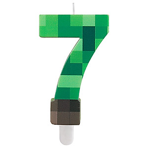 FUNCANDLE Dynamite Candles TNT Themed Birthday Candles,Green Number 7 Candles TNT Cake Toppers,Pixel Cake Candles for Boy Girl Birthday Graduation Anniversary Party Supplies Decoration
