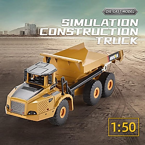 Gemini&Genius Rigid Articulated Dump Truck Six Wheels Heavy Duty Construction Site Vehicle Toys 1:50 Scale Diecast Site Dumper Collectible Alloy Model Engineering Toys for Kid and Decoration for House