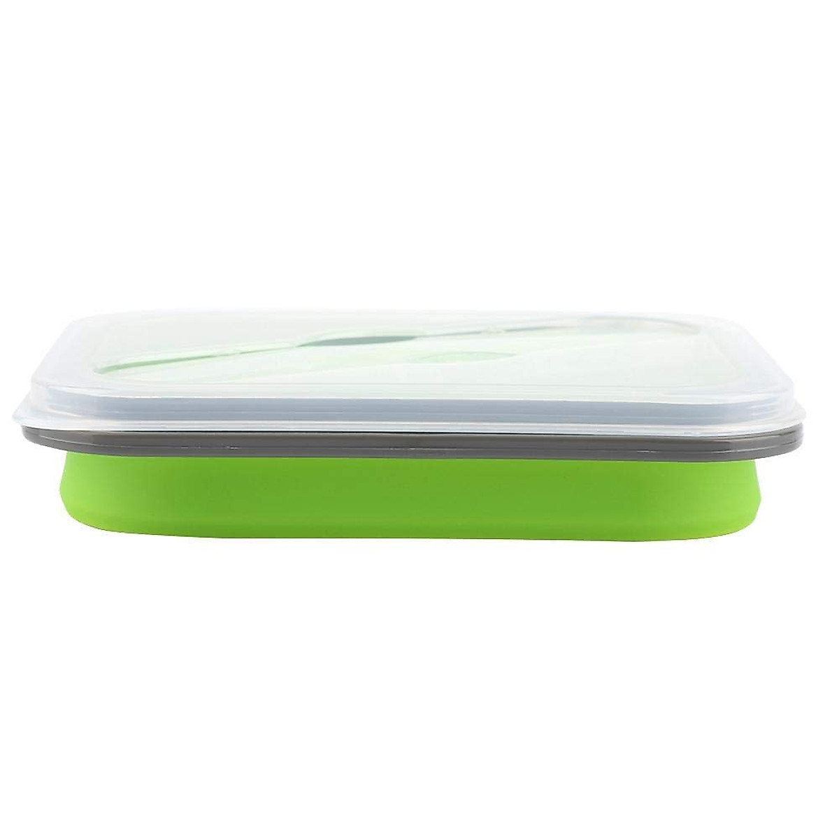 Aramox Lunch Box, 600ml Silicone Collapsible Portable Lunch Box Bowl Folding Food Storage Container Microwave Box (Green)