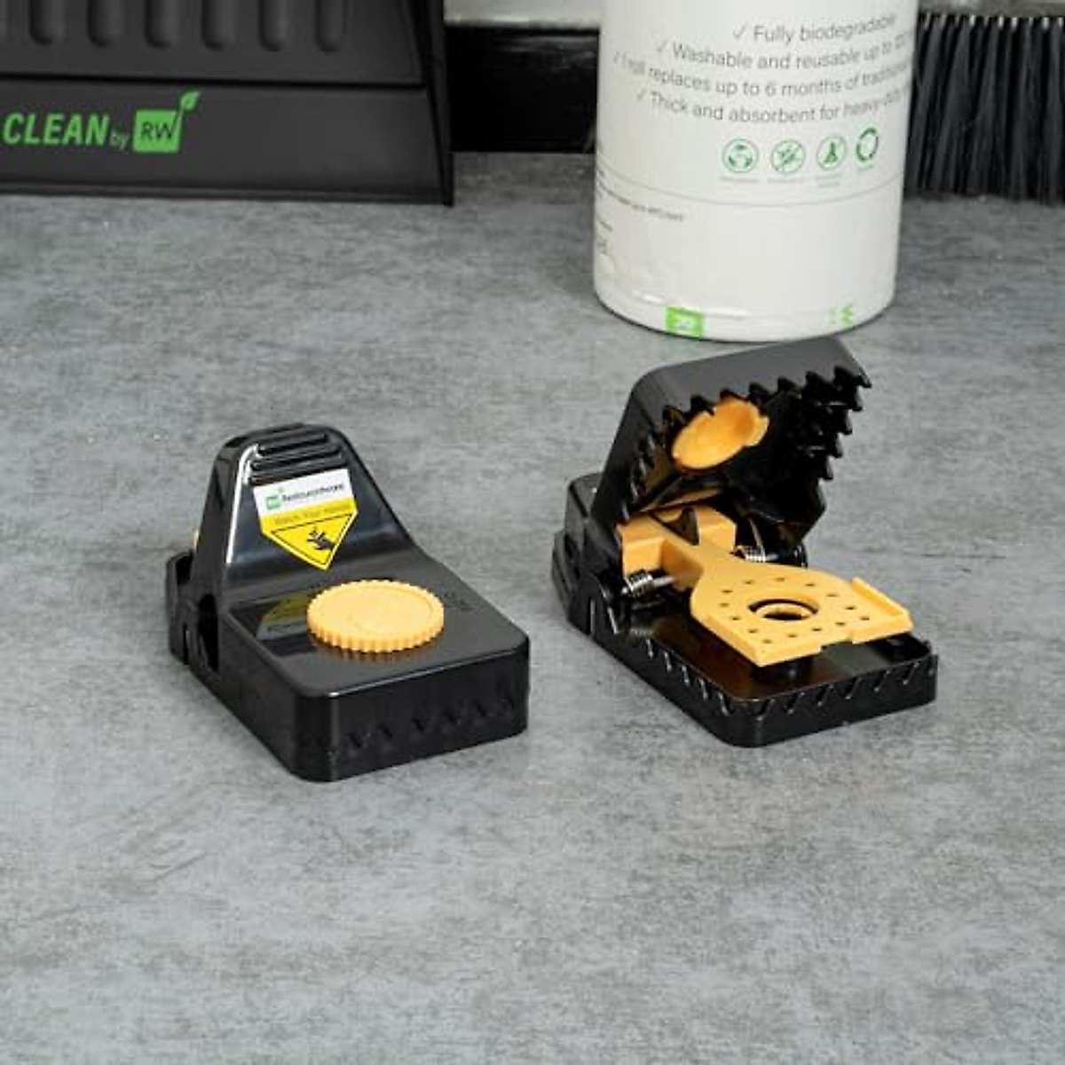 Restaurantware-Pest Tek 6 x 3.1 x 2.7 Inch T-Rex Traps, 6 Durable Commercial Mice Traps - Interlocking Teeth, Sensitive Trigger Pedal, Black ABS Mouse Traps, Removable Bait Cap, Reusable
