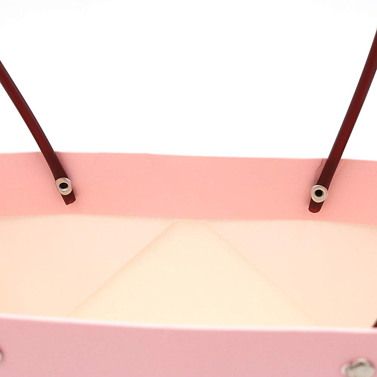 Shiwaki 5pcs Kraft Paper Flower Gift Bags Bouquet Bags Box Waterproof Brown Paper Carrier Bags with Handle Tote Bags for Birthday Wedding Party Favors - Pink