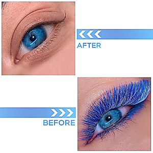 Colored Lash Extensions 0.07 D Durl 14mm Ombre Blue Lash Extensions 14mm-16mm Easy Fan Volume Lash Extensions C/D Curl Color Lashes Extension Ombre Colored Lashes Extensions (Blue 0.07D 14)