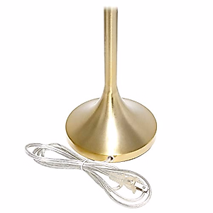 Simple Designs LT1076-GDW Tapered Fabric Drum Shade Table Lamp, Gold/White 8 x 8 x 21