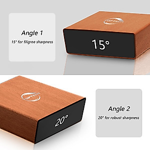 Toptzon Diamond Brown Rolling Knife Sharpener – Roller Knife Sharpener Kit with 15 & 20 Degree Magnetic Angle Stand & Leather Strop Paddle Kit - Easy Sharpening for Kitchen Knife (Modern Brown)