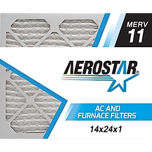 Aerostar 14x24x1 MERV 11 Pleated Air Filter, AC Furnace Air Filter, 6 Pack (Actual Size: 13 3/4"x 23 3/4" x 3/4")