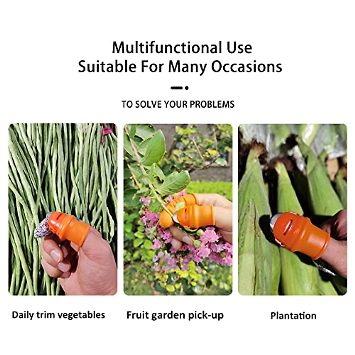 15 Pack Upgrade Gardening Silicone Thumb Knife Harvesting Tool, Vegetable Plant Fruit Picking Knife, Separator Finger Plant Fruit Picking Knife Garden Tool (Large)