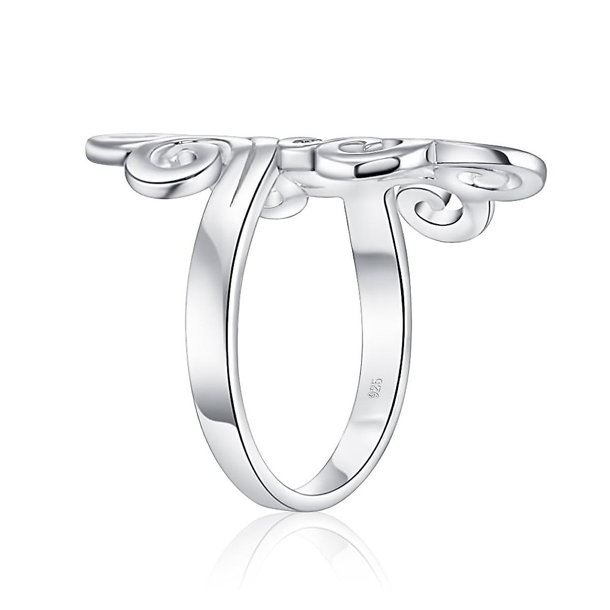 Hoops & Loops Sterling Silver High Polished Open Filigree Fashion Ring, Size 9