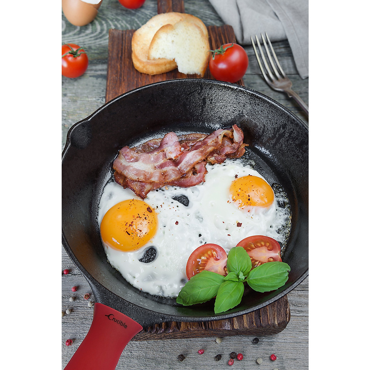 Silicone Hot Handle Holder, Potholder (Large Red) for Cast Iron Skillets, Pans, Frying Pans & Griddles, Metal and Aluminum Cookware Handles - Sleeve Grip, Handle Cover