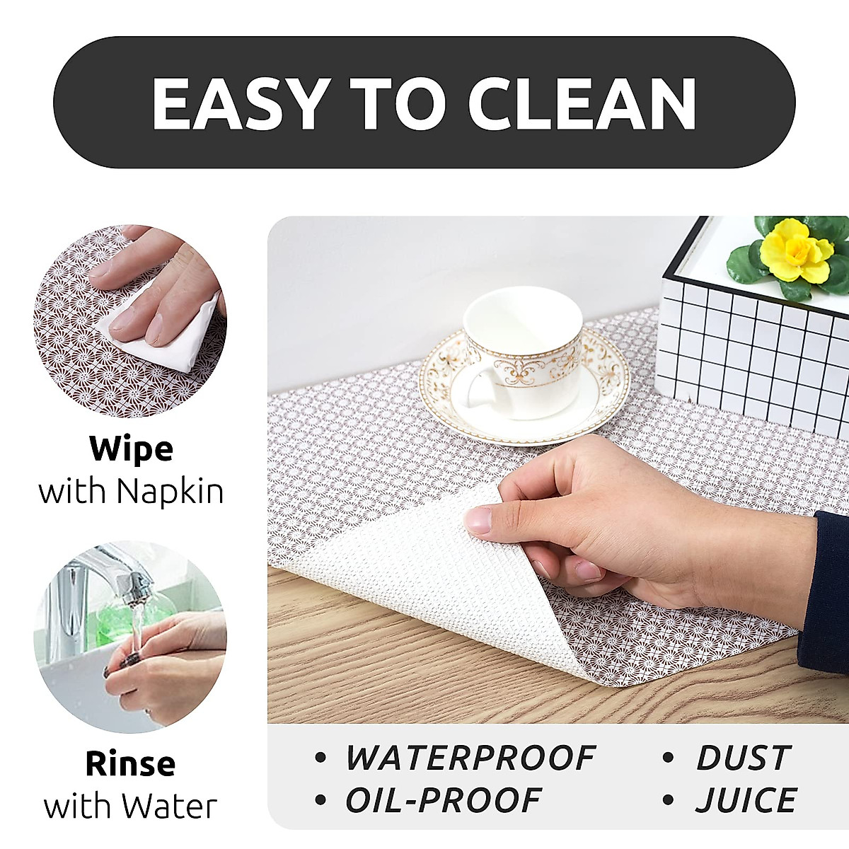 RAY STAR 12X120 Inch Shelf Liner for Kitchen Cabinets, Non-Adhesive Cabinet Liner Washable, PVC Drawer Liner for Dresser Non-Slip Bathroom (Circle)(1 Roll)