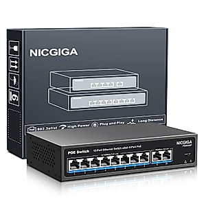 NICGIGA 24 Port Gigabit PoE Switch with 24 Port PoE+@300W, 2 Gigabit Uplink Port, 1 SFP, Sturdy Metal for Desktop/Rack Mount, AI Watchdog, VLAN Mode, Plug and Play, Unmanaged Power over Ethernet