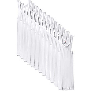 Hanes Men's ComfortSoft Moisture Wicking Tagless Tank Undershirts-Multipacks, White 12-Pack, Medium