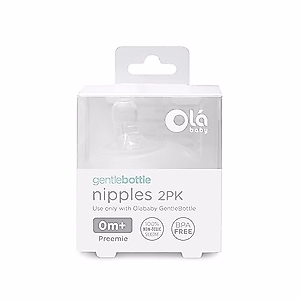 Olababy Gentle Bottle Silicone Replacement Nipple 2 Pack (0-3 Months/Preemie Flow)