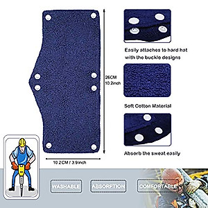 Cotton Hard Hat Sweatband Reusable Terry Cloth Snap-On Sweatband Liner Washable Hard Hat Accessories (Blue-10pieces)