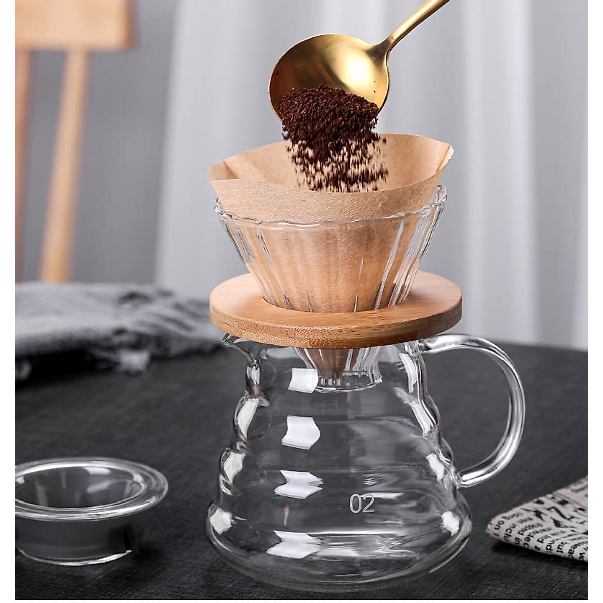 COFISUKI Pour Over Coffee Maker - 20 OZ /600ML Coffee Server with Glass ...