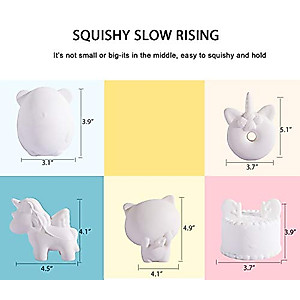 Squishies Toys for Kids, Paint Your Own Squishies - 3D Blank Arts and Crafts Gift for 3 4 5 6+ Years Old Boys Girls, Stress Relief Toys for Kid Adult, Kawaii DIY Animal Squishy Toys(5 Pcs)