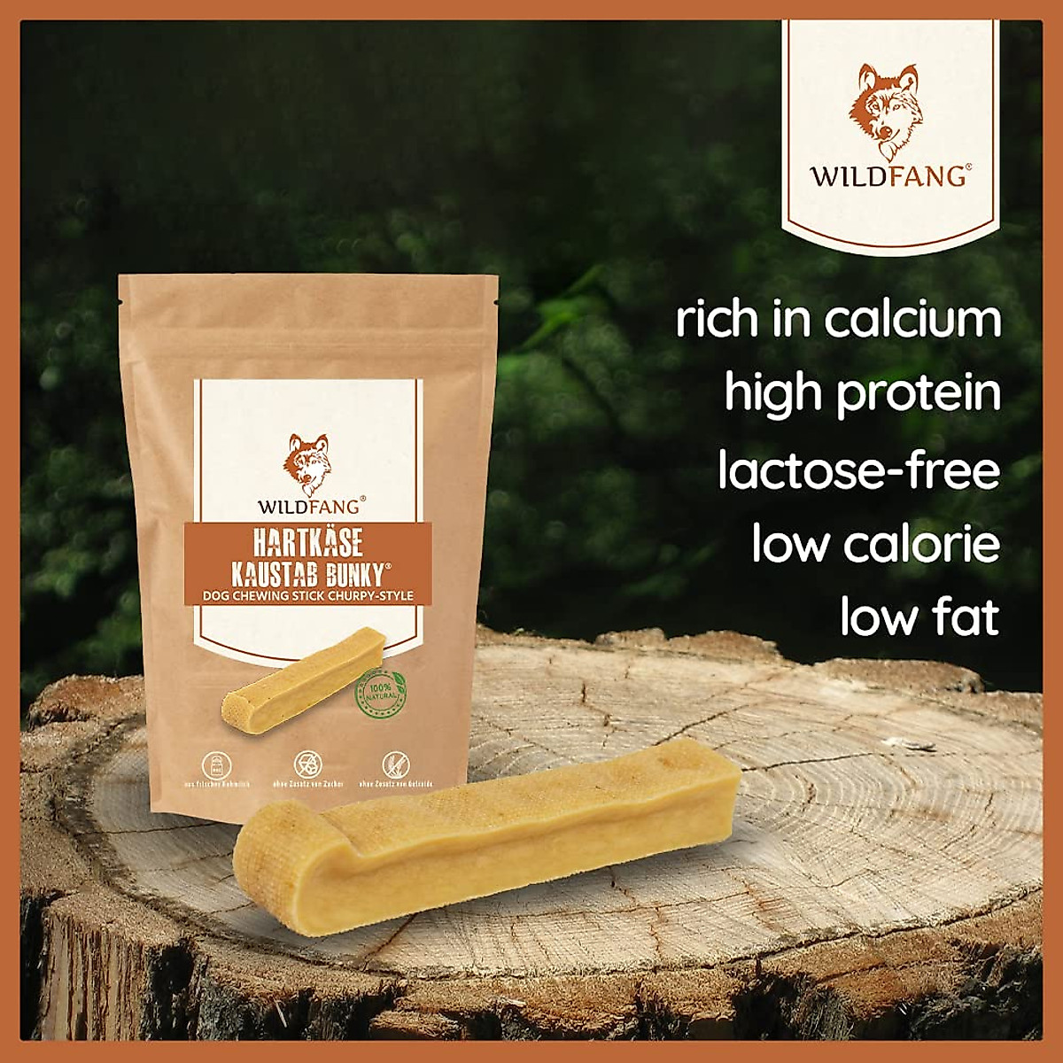 Wildfang® Yak Chews for Dogs, Chewing Bone Dog from Cow Milk - Hard Cheese Chewing Cheese for Dogs from Pasture Milk, Yak Himalaya Recipe, All Dog Sizes and Puppies, Himalaya Yak Dog Chewing Bone