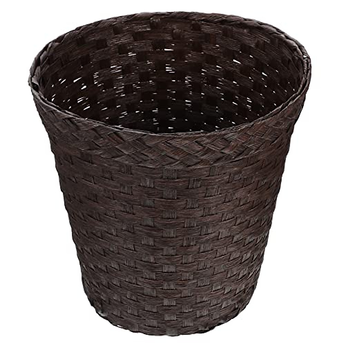Hemoton Wicker Trash Basket Woven Basket Trash Can Wastebasket- Round Garbage Container Bin for Bathrooms, Kitchens, Home Offices, Craft, Laundry (Coffee) Dirty Clothes Hamper