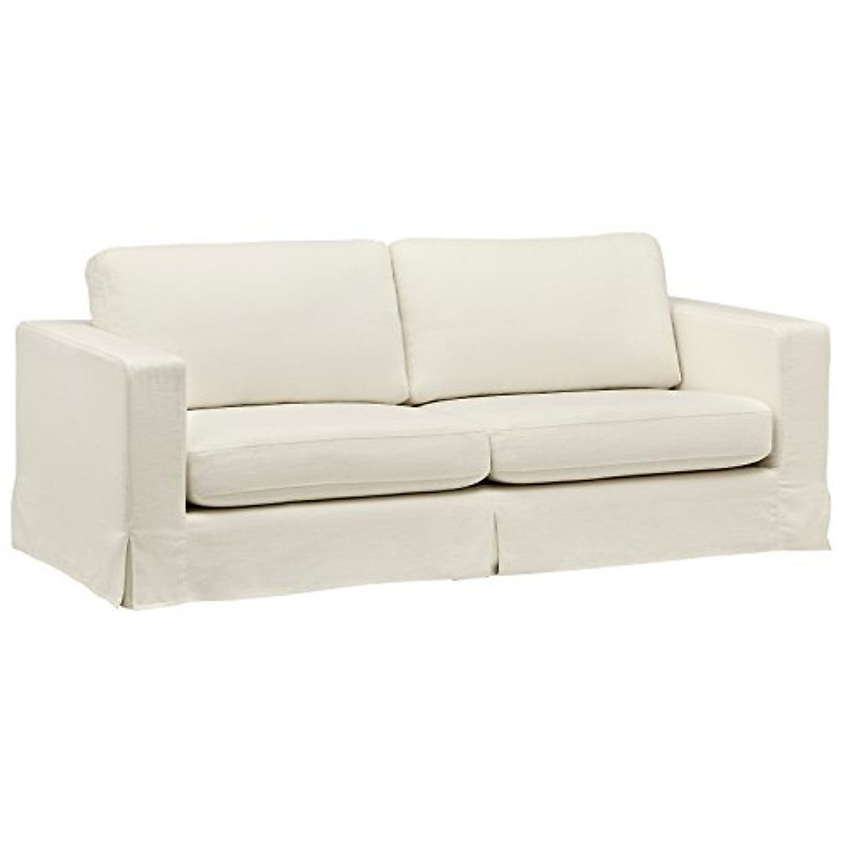 Amazon Brand – Stone & Beam Bryant Modern Sofa Couch with Slipcover, 85.1"W, Optic White