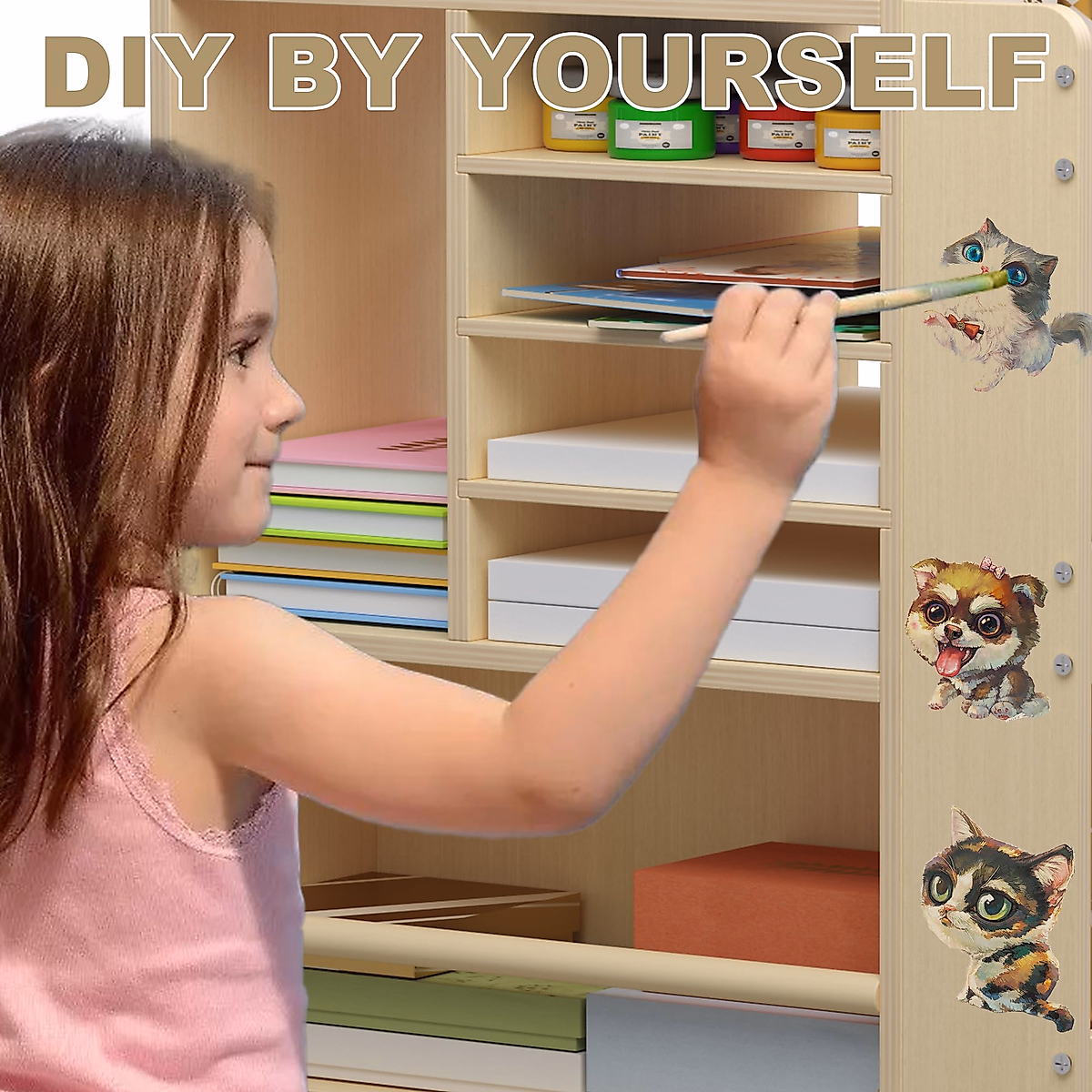 Art Cart,Art Cart Organizer on Wheels,Wrapping Paper Storage Cart,Wooden Art Rolling Cart,Craft Organizers and Storage for Home Office Classroom