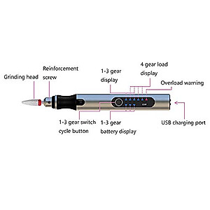 Rechargeable cordless Electric Micro Engraver Pen Mini DIY Engraving Tool Kit for Metal Glass Ceramic Plastic Wood Jewelry with 30 Bits and 16 Stencils and 1 Scriber Pen (silver)