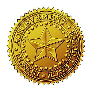 Great Papers! Starburst Embossed and Gold Foil Certificate Seal, 1.75", 48 Count (903419)