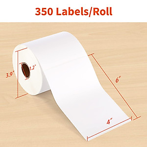 JADENS 4x6 Thermal Labels - 350 Labels, Compatible with Rollo, Brother, Zebra and Most Thermal Printer, Perforated, Commercial Grade, Doesn't Compatible with Dymo
