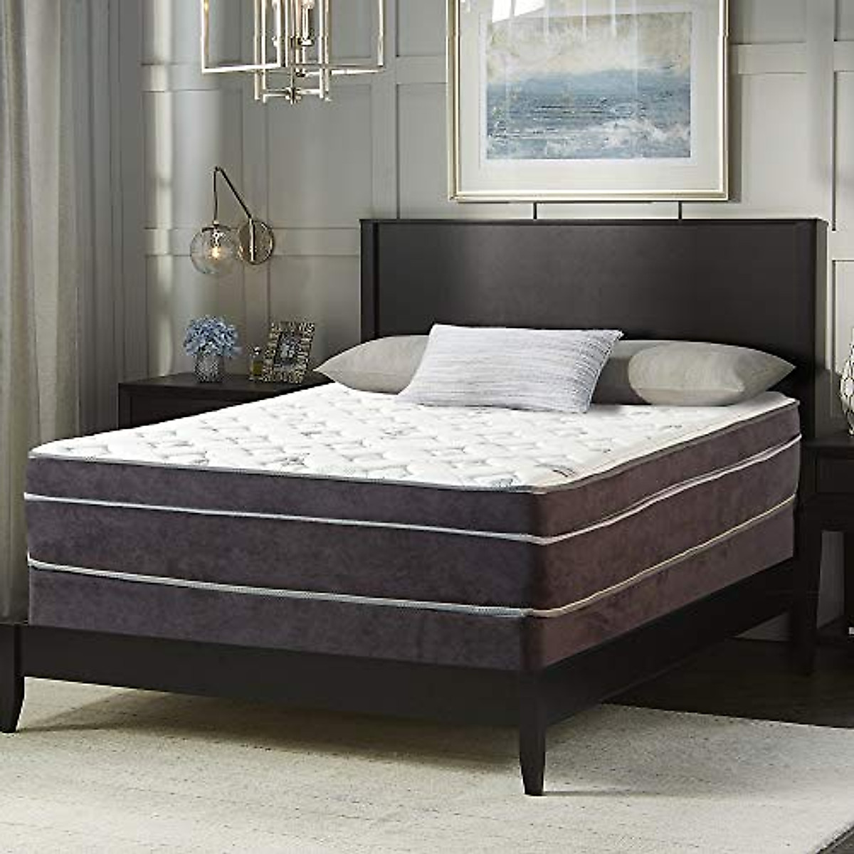 Nutan 12" Queen Size Mattress and Box Spring - Euro Top Firm Foam Encased/Orthopedic Support for A Restful Night, No Assembly Required 59x79