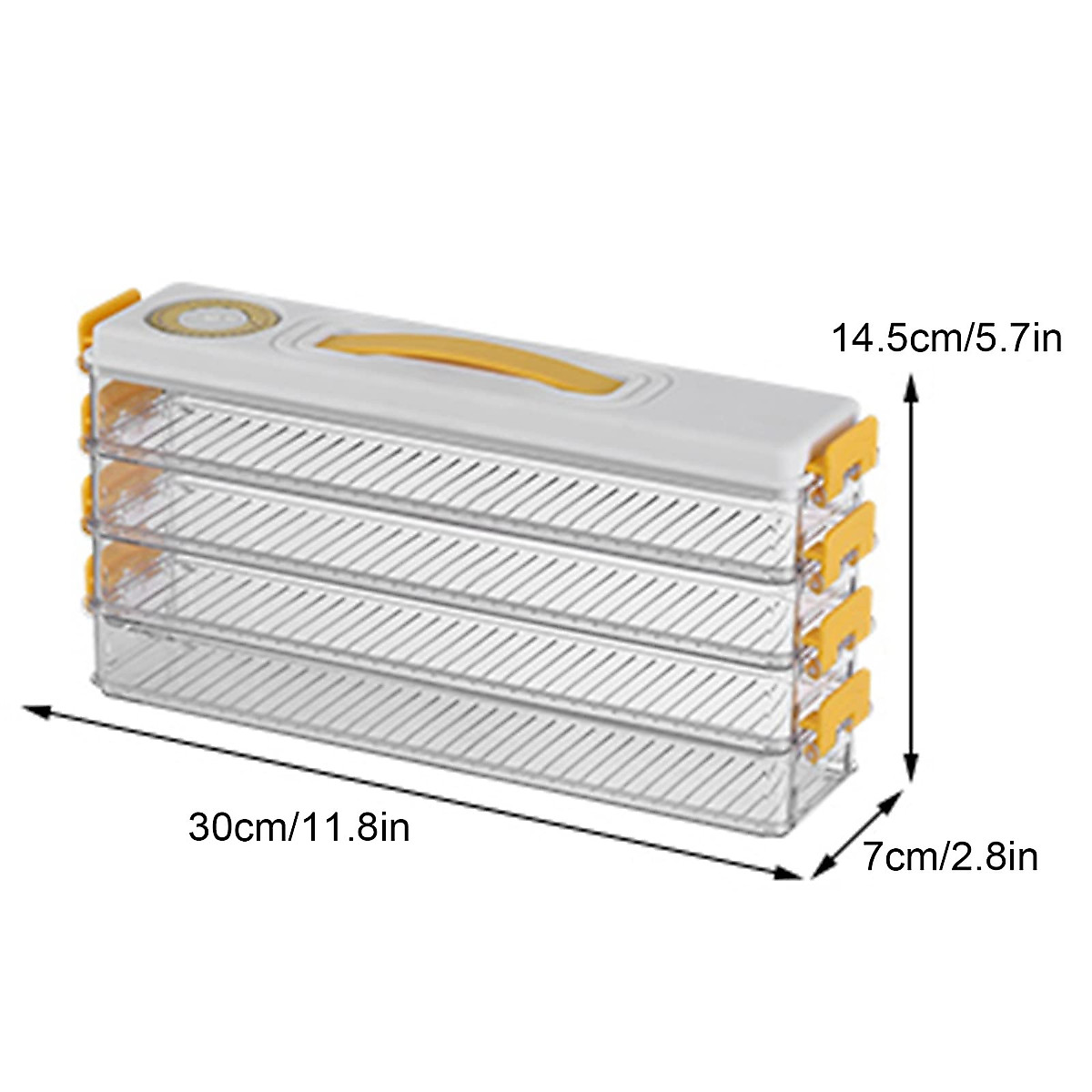 Dumpling Box Refrigerator Organizer Stackable Storage with Lids and Handle, Portable Multi Layer Quick Frozen Food Storage Container for Kitchen Fridge(4 Layer)