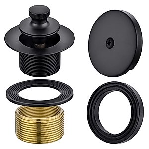 Anpean Brass Bathtub Drain Kit, Lift and Turn Tub Drain Kit with Single Hole Overflow Faceplate, Matte Black