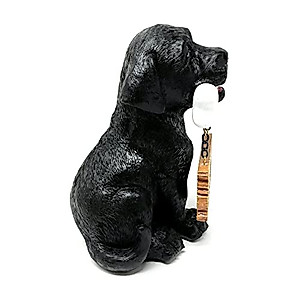 Nature's Mark Black Labrador Retriever Dog Puppy Statue with Welcome Sign Resin Garden Statue Decor 6.7" H