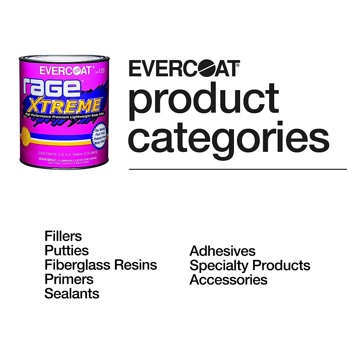 Evercoat Rage Xtreme - High Performance Premium Lightweight Pinhole-Free Body Filler - 128 Fl Oz