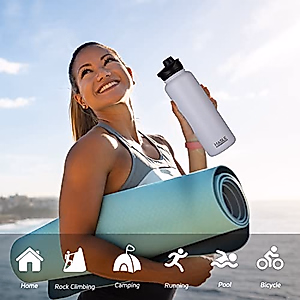 HASLE OUTFITTERS 40oz Stainless Steel Water Bottle, Vacuum Insulated Double Walled Leak Proof Sports Water Bottle with 2 Lids (Straw and Spout Lid) Thermo Mug Keep Cold and Hot(White,1)