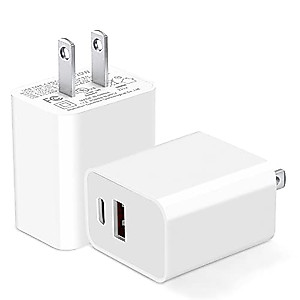 USB C Brick, iPhone 14 Pro Fast Charger Block, Zafolia 2-Pack Upgraded 20W Type C Wall Charging Box Plug Cube Dual Port Power Adapter for New Apple Watch Series 8 7/13/12 Pro Max/XR SE, iPad，AirPods