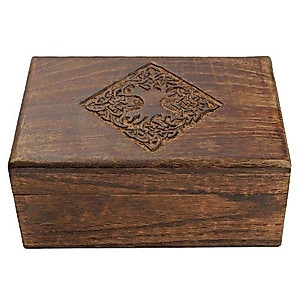 NIRMAN Handmade Wooden Jewellery Trinket Box Keepsake Storage Organizer with Hand Carved Celtic Design