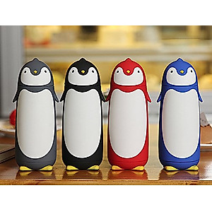 ChezMax Penguin Cartoon Water Bottle for Kids Water Glass 10.0oz Blue