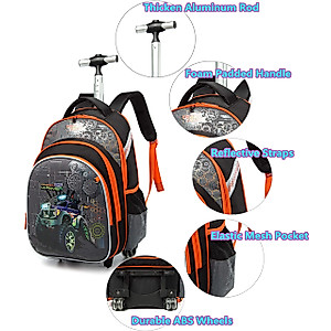 Meetbelify 3Pcs Rolling Backpack for Boys with Lunch Bag Pencil Case School Bags Wheeled Backpack