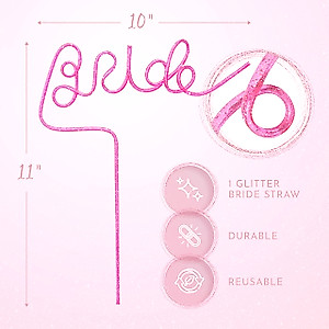 11 Pack Effortless Events Bachelorette Straws, Reusable, Glitter Bachelorette Party Straws, Bride Straws for Bachelorette Party & Diamond Ring Straw