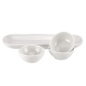 Portmeirion Sophie Conran for Bowl and Tray Set, Porcelain White, 27.5 x 10 x 3.1 cm