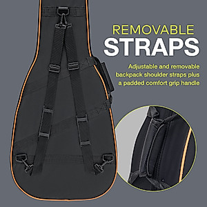 Knox Gear KN-SGC01 Acoustic Dreadnought Guitar Lightweight Hard-Foam Case w/ Back Straps, black