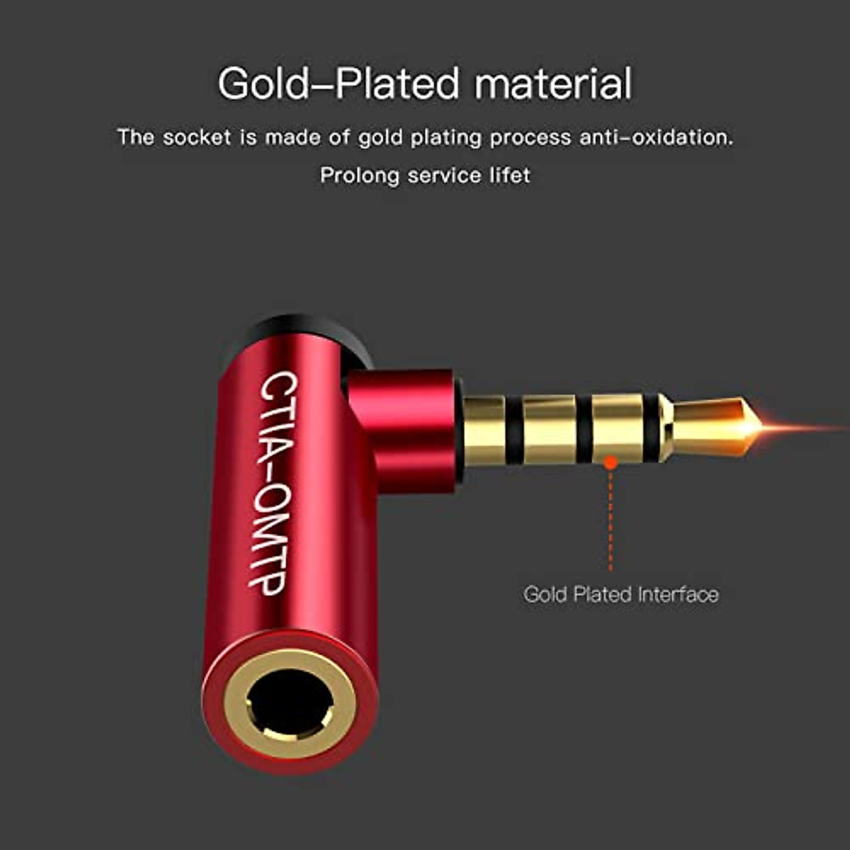 Bysimilai Alizone 90 Degree 3.5mm Male to Female Audio Adapter OMTP to CTIA Earphone Audio Converter Right Angle Adapter Headphone Adapter Connector Female to Male AUX Adapter-2 Pack