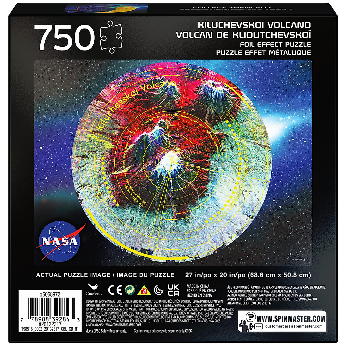 Spin Master NASA, 750-Piece Foil Effect Jigsaw Puzzle Kiluchevskoi Volcano Novelty Galaxy Astronaut Space Themed, for Kids and Adults Aged 12 and up