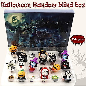 2 Set Halloween Advent Calendar 2023, Nightmare Before Christmas Advent Calendar, 24 Days Halloween Countdown Calendar with Scary Halloween Doll Collectible Horror Figures Gift for Kids